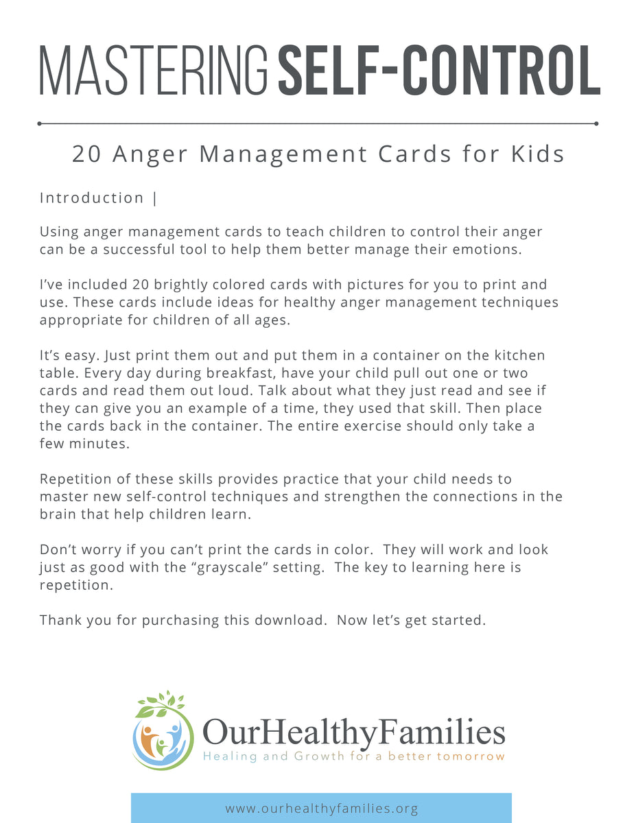 Mastering Self Control Cards for Kids – Our Healthy Families